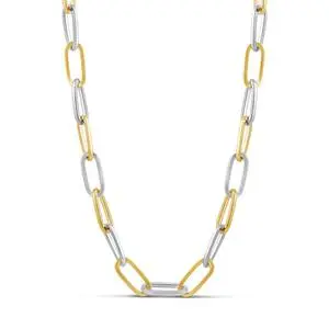 SHYMI Two Tone Oval Paper Clip Necklace - Silver/gold