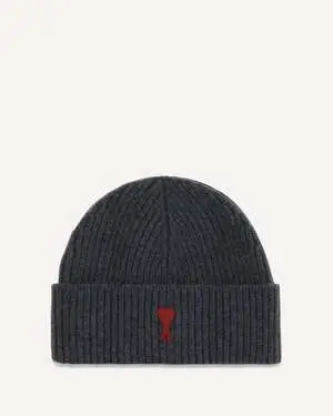 AMI Paris Quota De Coeur Wool Beanie - Grey