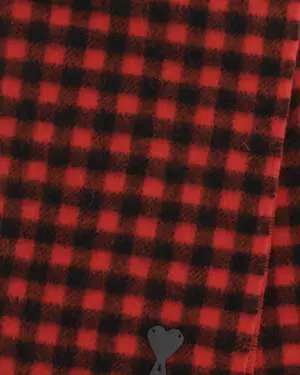 AMI Paris De Coeur Checked Wool Scarf