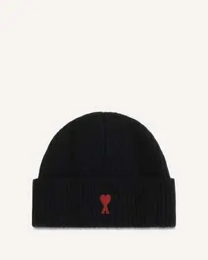 AMI Paris Quota De Coeur Wool Beanie - Black