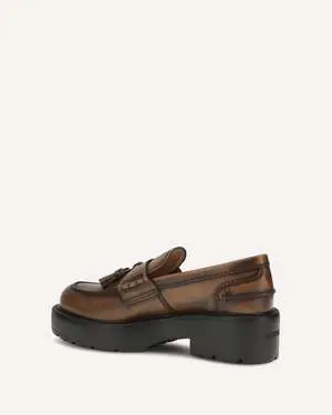 Miu Miu Smooth Leather Tassel Loafers - Brown