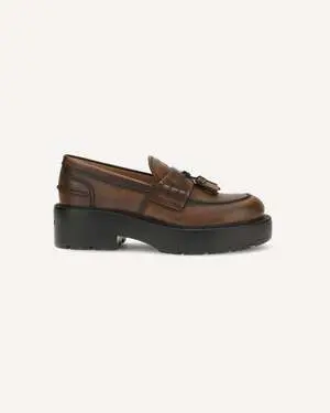 Miu Miu Smooth Leather Tassel Loafers - Brown