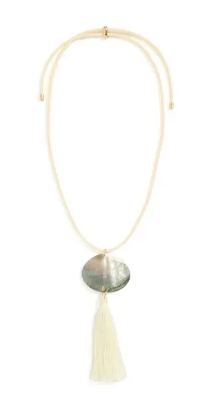 LOGAN TAY Iridescent Shell Tassel Necklace