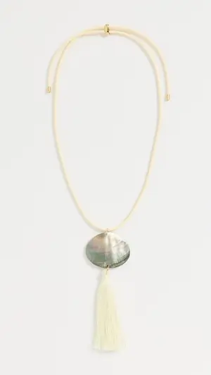LOGAN TAY Iridescent Shell Tassel Necklace