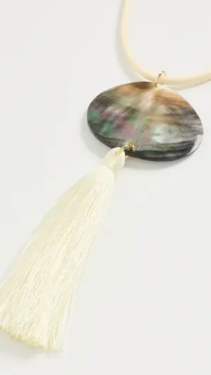 LOGAN TAY Iridescent Shell Tassel Necklace
