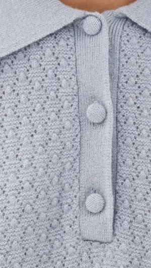 FRAME The Long Sleeve Honeycomb Polo Sweater