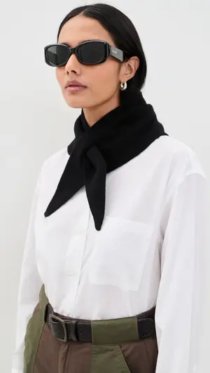 Hat Attack Triangle Wool Knit Scarf - Black
