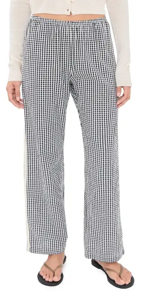 Donni. The Cotton Gingham Stripe Crop Pants