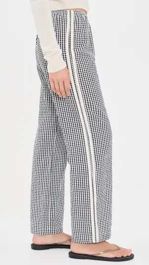 Donni. The Cotton Gingham Stripe Crop Pants