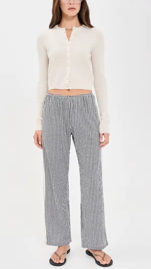 Donni. The Cotton Gingham Stripe Crop Pants