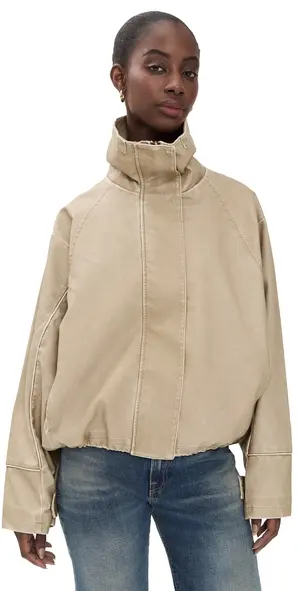 Lioness Faux Leather Shoreline Funnel Jacket - Camel