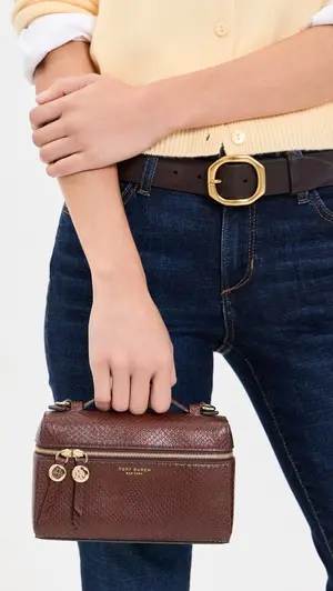 Tory Burch Embossed Snake Slim Top Handle Bag