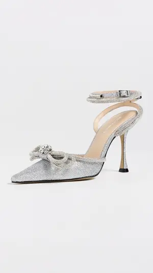 Mach & Mach Double Bow Glitter High Heels
