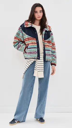Polo Ralph Lauren Jacquard Knit Funnel Neck Jacket