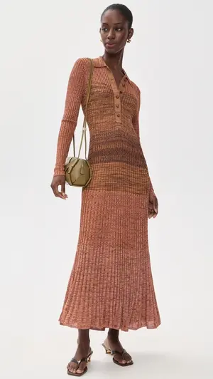 Zimmermann Mouline Rib Polo Midi Dress