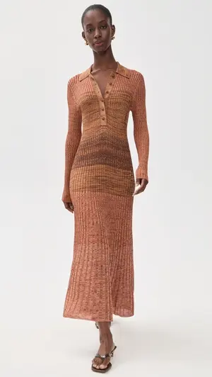 Zimmermann Mouline Rib Polo Midi Dress
