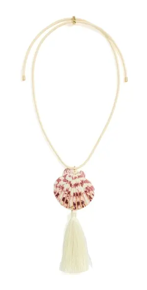 LOGAN TAY Scallop Shell Tassel Necklace - White