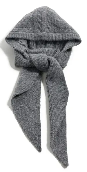 Hat Attack Cable Hooded Scarf - Grey
