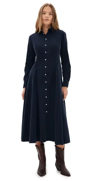 Polo Ralph Lauren Corduroy Collared Shirt Dress - Navy