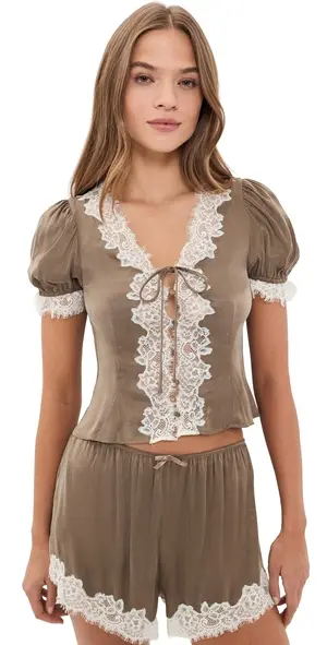 For Love & Lemons Luna Top - Brown