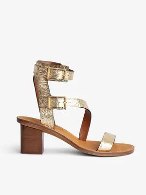 Zadig&Voltaire Cecilia Crinkled Caprese Sandals - Gold