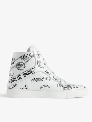 Zadig&Voltaire Zv1747 High Flash High-top Graffiti Sneakers - White
