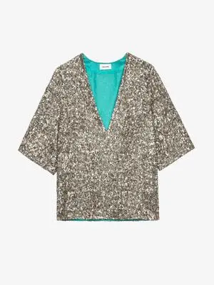 Zadig&Voltaire Tytane Sequin Blouse - Bronze