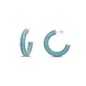 SHYMI Crystal Pave Hoop Earrings - Blue/silver