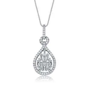 GENEVIVE Genevive Jewelry Rachel Glauber Gold Plated Cubic Zirconia Door Knocker Love Knot Pendant Necklace