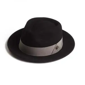 DASMARCA HATS James Carbon Milange Felt Wide Brim Wool Felt Fedora Hat - Black