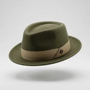 DASMARCA HATS James Moss Melange Felt Wide Brim Wool Felt Fedora Hat - Green