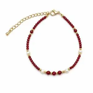ANGEL BAROCCO Agate & Freshwater Pearl Beaded Bracelet