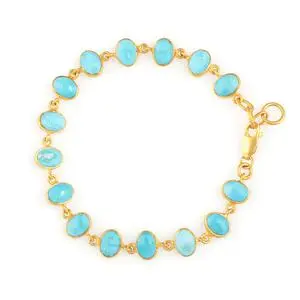 OPIUM JEWELS Gold / Blue Orbit Bracelet Cabochon Arizona Turquoise - Gold/blue