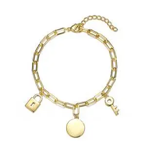 GENEVIVE Three Charm Bracelet - Gold