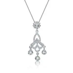 GENEVIVE White / Silver Sterling Silver Cubic Zirconia Chandelier Necklace - White/silver