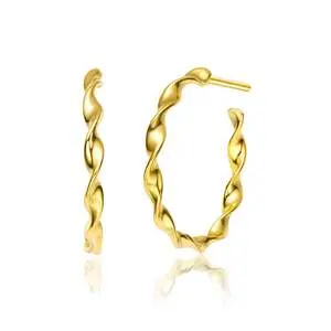 GENEVIVE Rachel Glauber Plated Curved Open Hoop Earrings - Gold