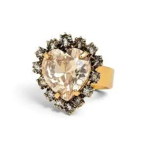 VSTYLE Amore Golden Heart Swarovski Crystal Ring - Gold