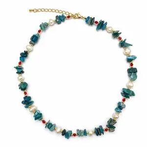 ANGEL BAROCCO Apatite & Freshwater Pearl Gemstone Necklace - Blue