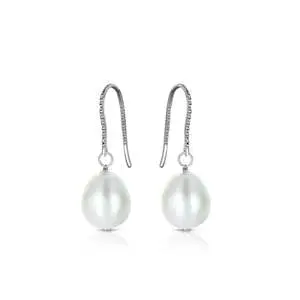 GENEVIVE Brigitte Classic Drop Earrings - White/silver