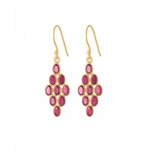 OPIUM JEWELS Gold / Red Night Star Jali Drops Rubies - Gold/red