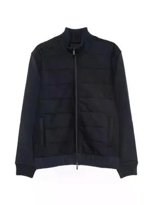 FAY Quilted-panel Zip-up Sweater - Blue