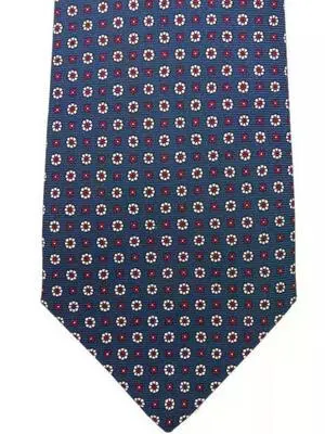 Kiton Geometric-pattern Tie - Blue