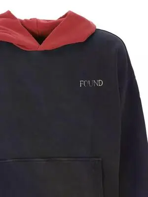 FOUND Logo Print Distressed Cotton Hoodie