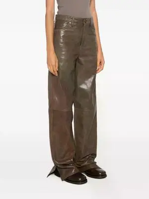 GOLDEN GOOSE Embossed Leather Trousers - Green