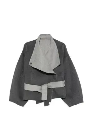 THE FRANKIE SHOP Belted Shawl-collar Coat - Grey