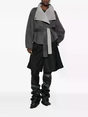 THE FRANKIE SHOP Belted Shawl-collar Coat - Grey