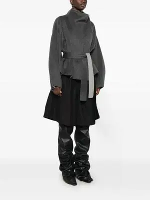 THE FRANKIE SHOP Belted Shawl-collar Coat - Grey