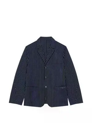 Givenchy Single-breasted Deconstructed Striped Jacket In Cotton - Blue