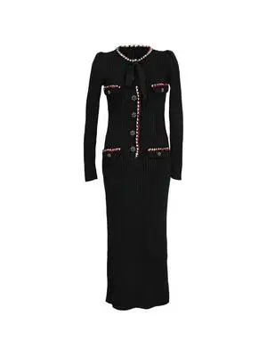 SELF-PORTRAIT Bow-detail Knit Midi Dress