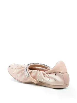 JIMMY CHOO Jade Crystal-embellished Satin Ballet Flats